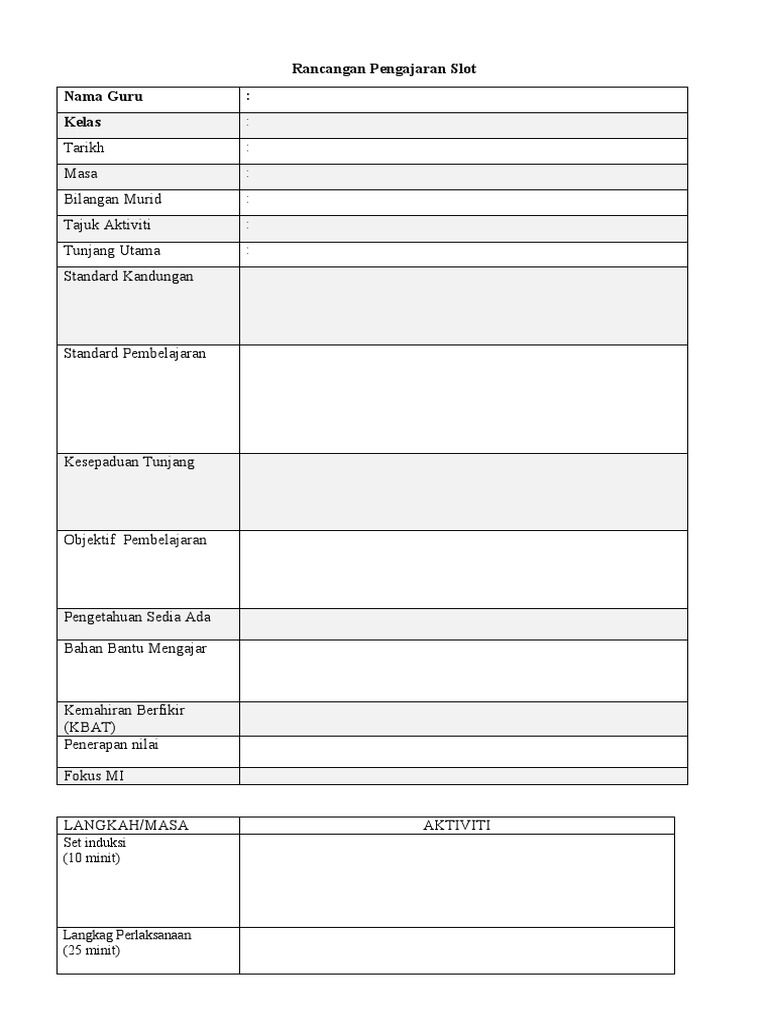 Tempelete RPS Tadika | PDF