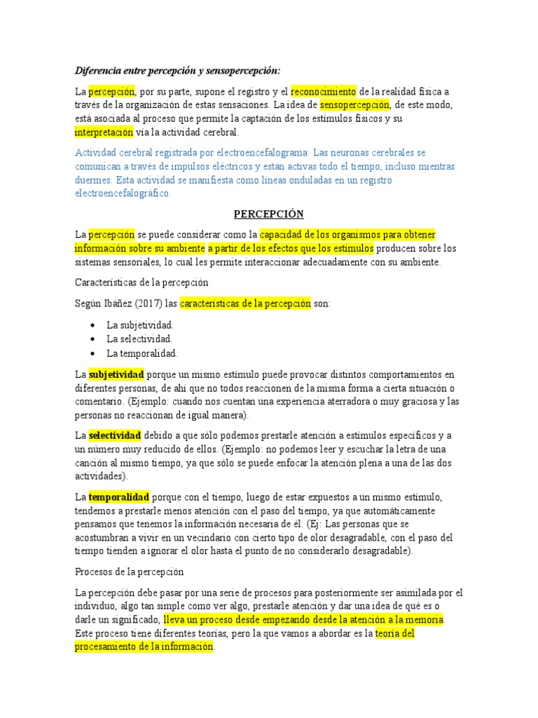 Percepción y Sensopercepción | PDF | Percepción | Atención