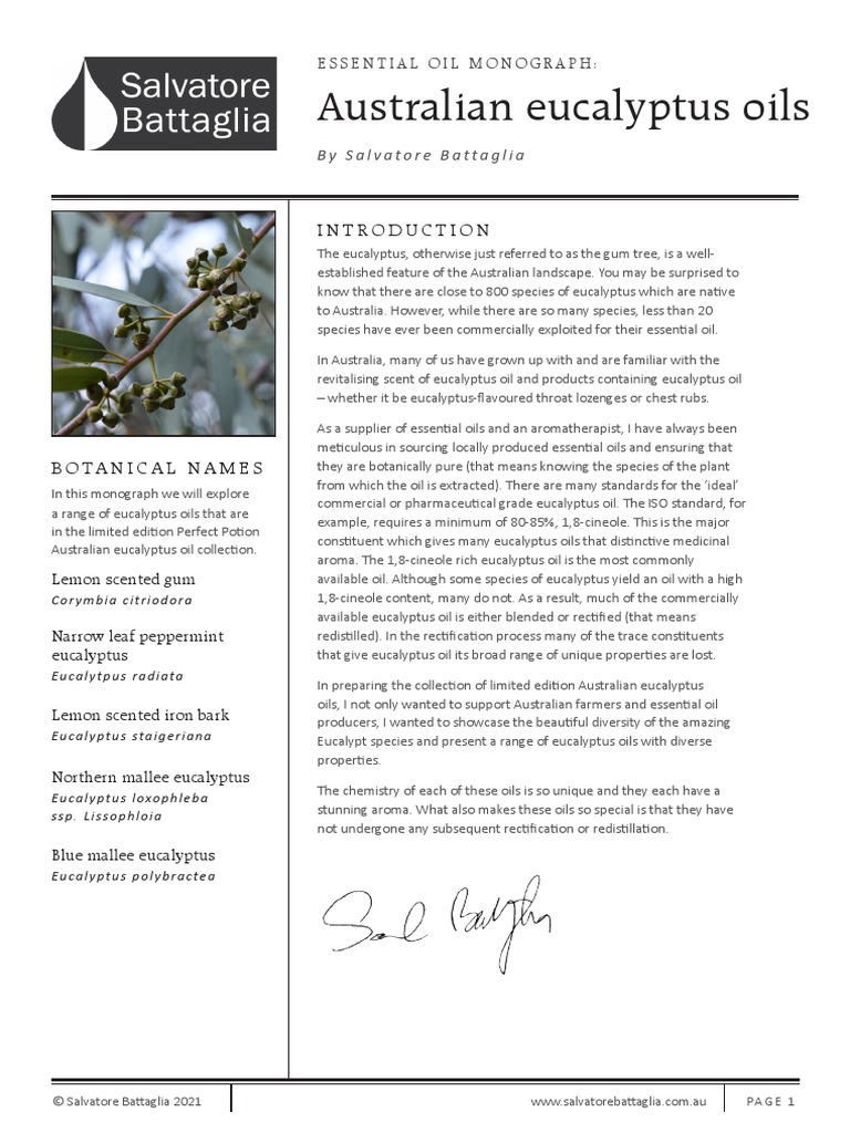 A4 Monograph - Eucalyptus | PDF | Eucalyptus | Essential Oil