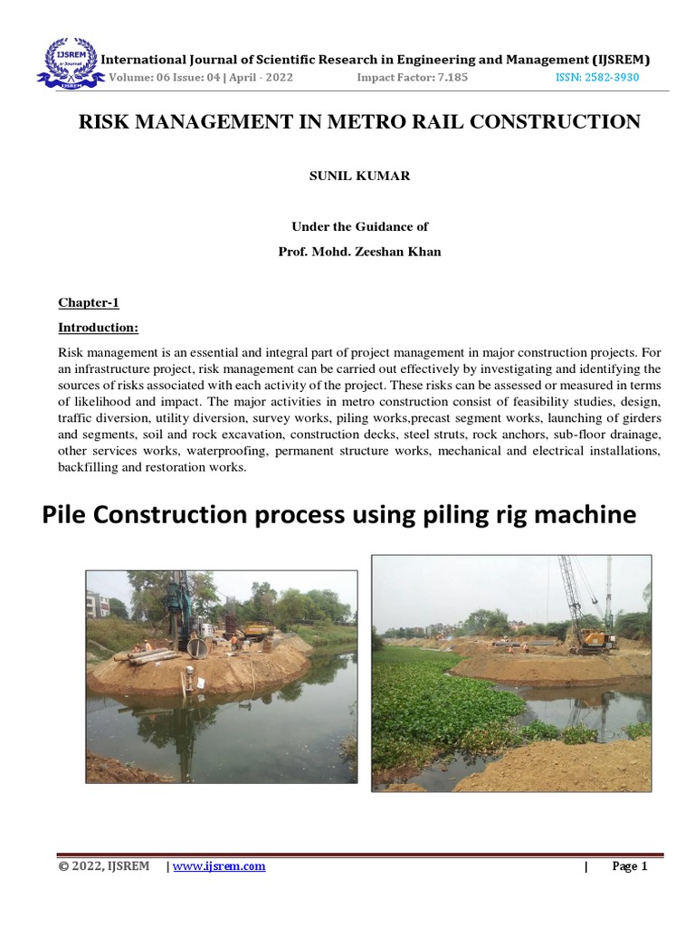 Risk Management in Metro Rail Construction | PDF | Risk | Risk Management
