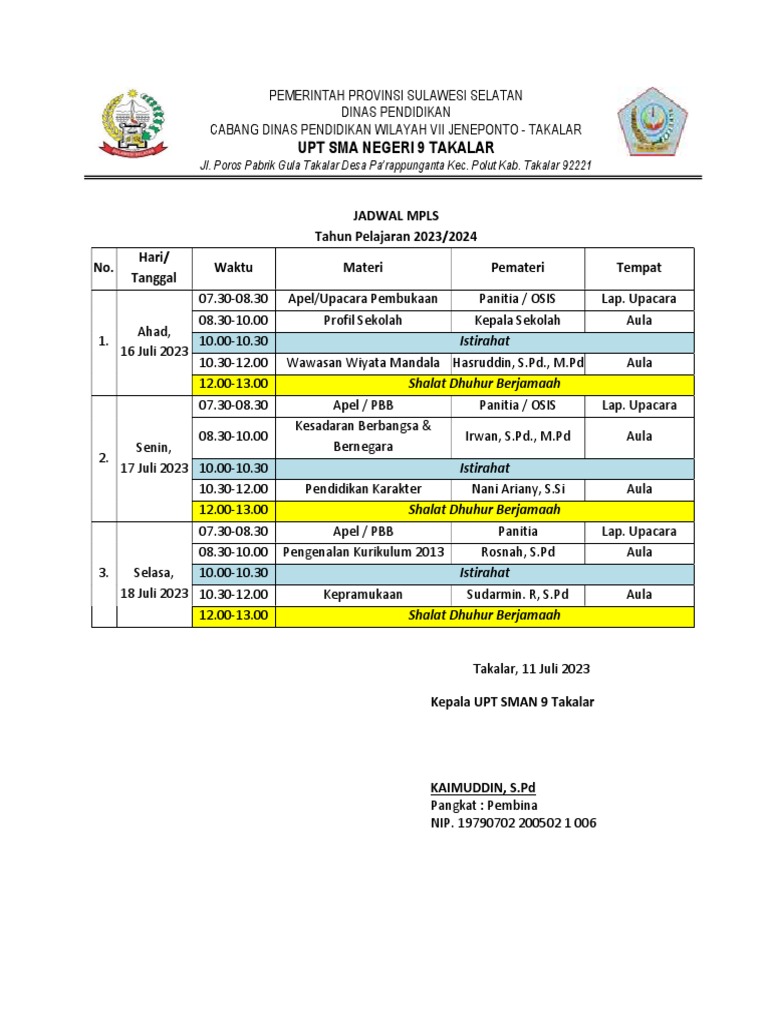 Jadwal MPLS 2023 | PDF