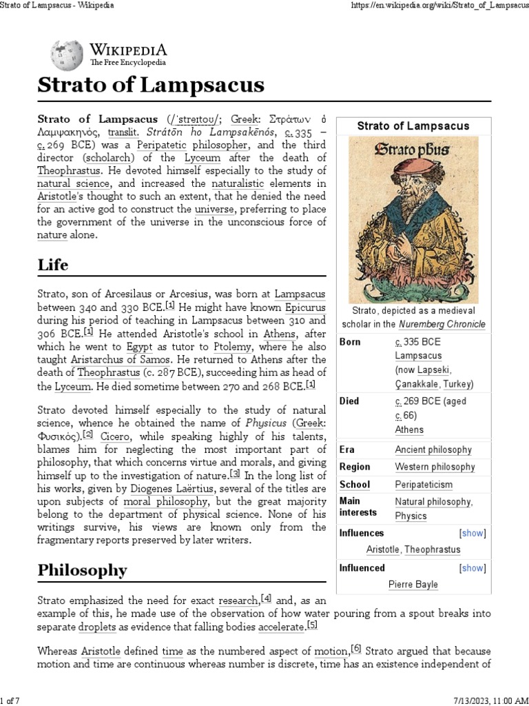 Strato of Lampsacus | PDF | Science