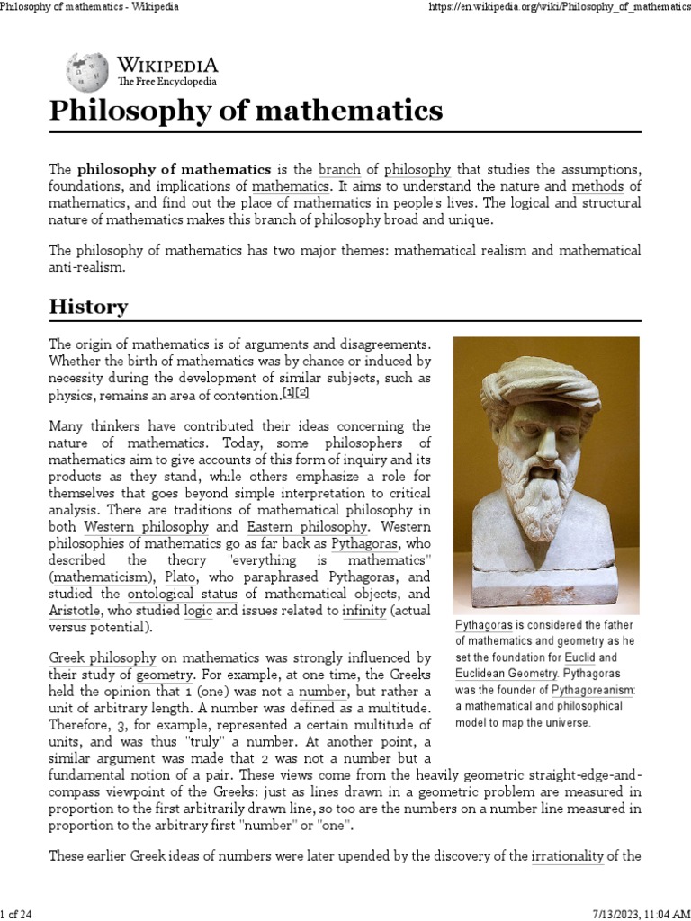 Philosophy Of Mathematics Pdf Mathematics Axiom 