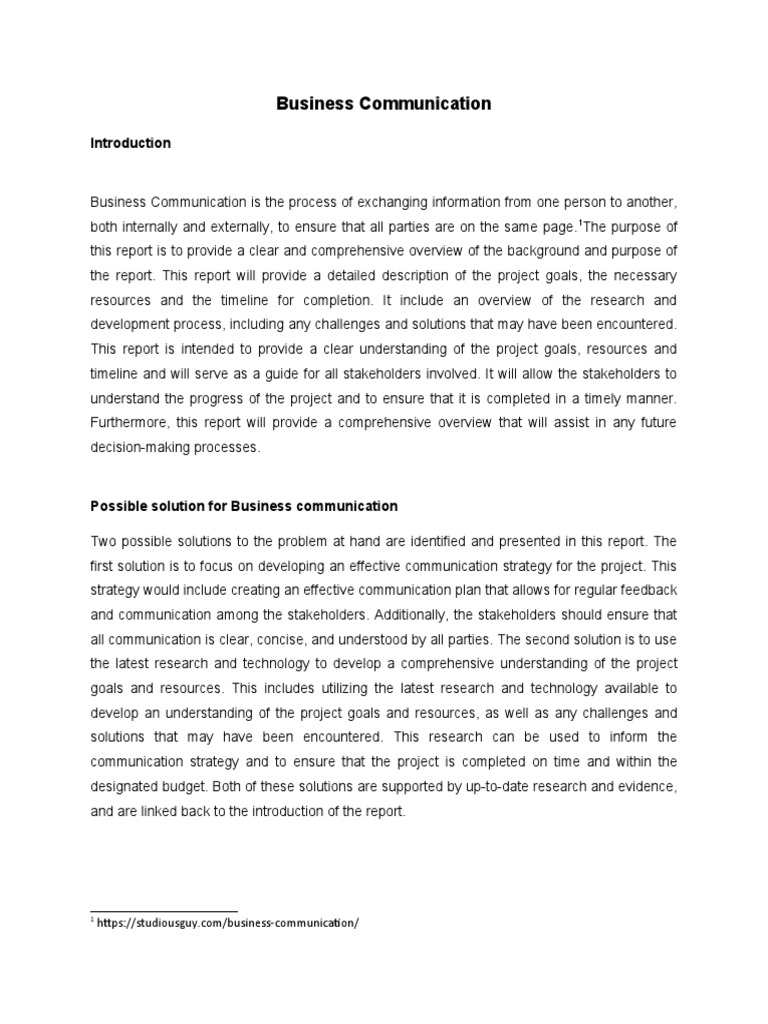 Business Communication Report | PDF | Communication | Goal