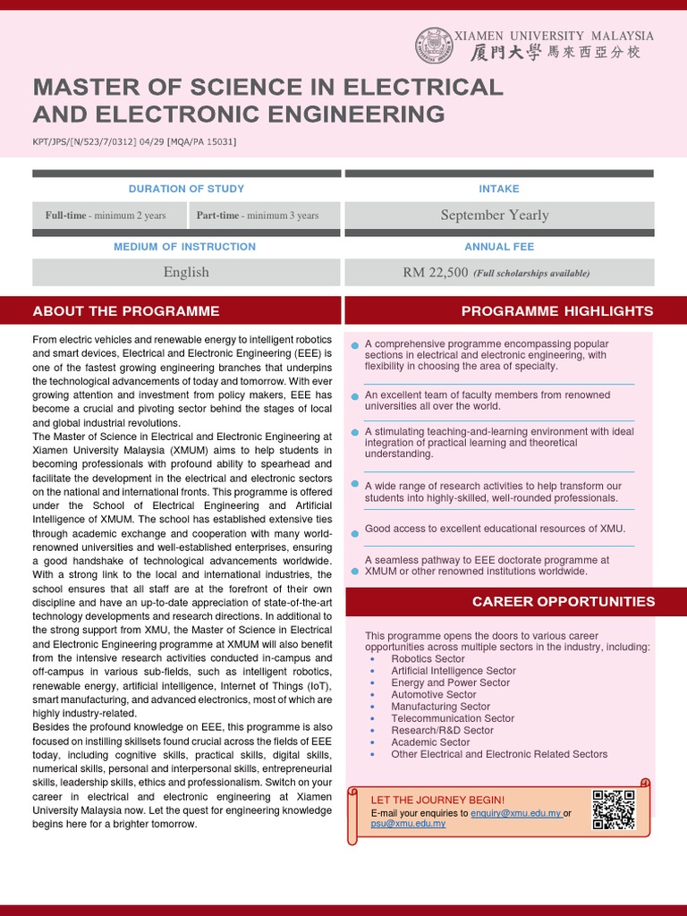 MSc in Electrical Engineering at XMUM | PDF | Electrical Engineering | Engineering