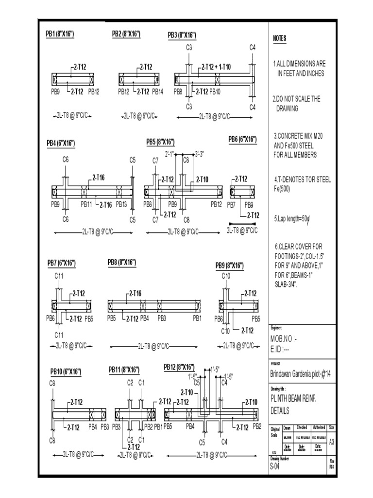 Plinth Beam Reinforcement Details | PDF