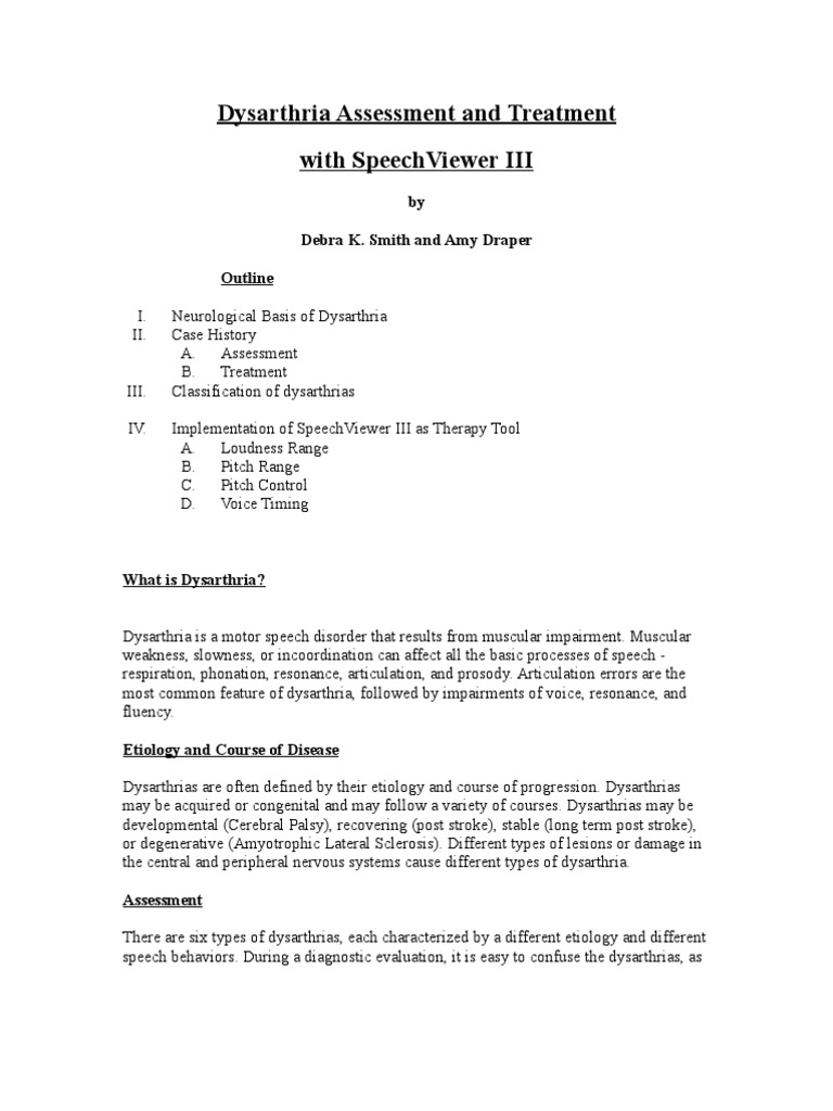 Dysarthria Assessment and Treatment | PDF | Human Diseases And ...