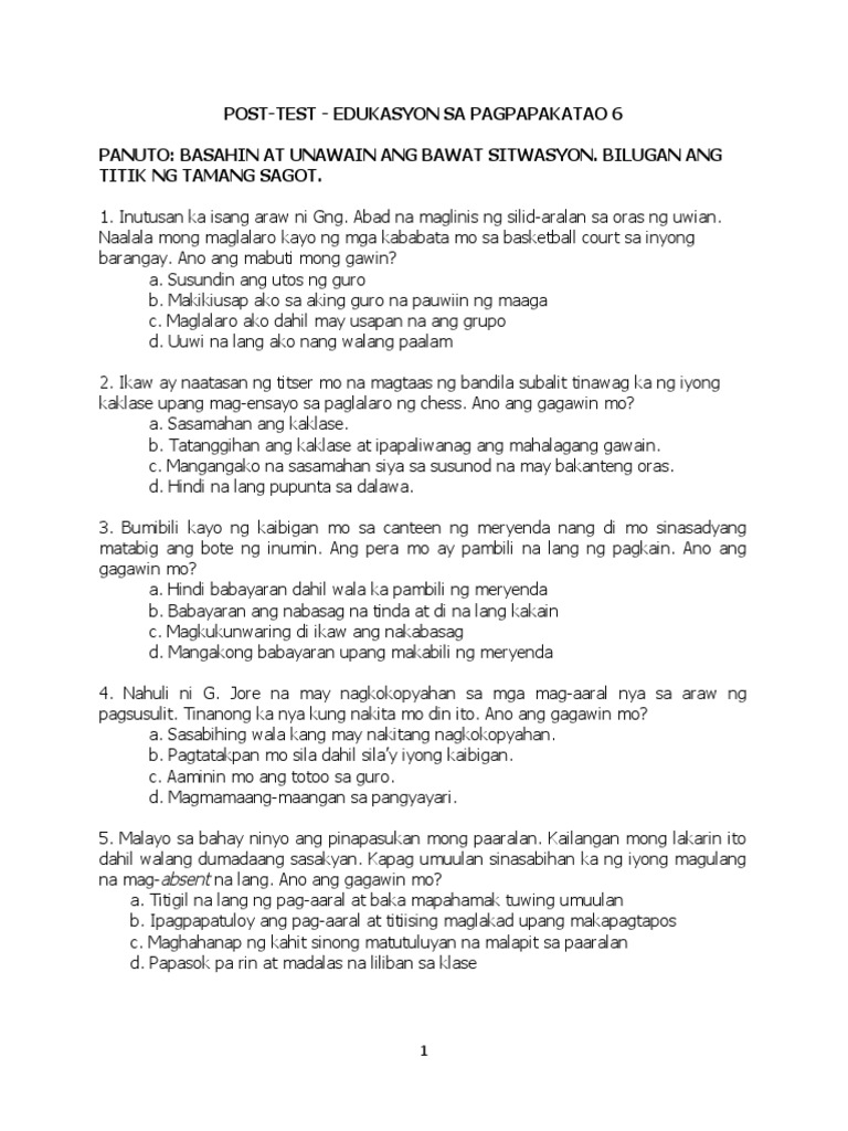 Test Paper - Esp 6 | PDF