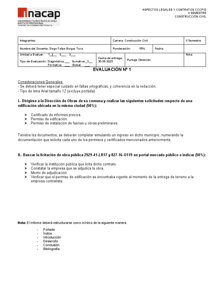 Evaluación #1 - Aspectos Legales | PDF