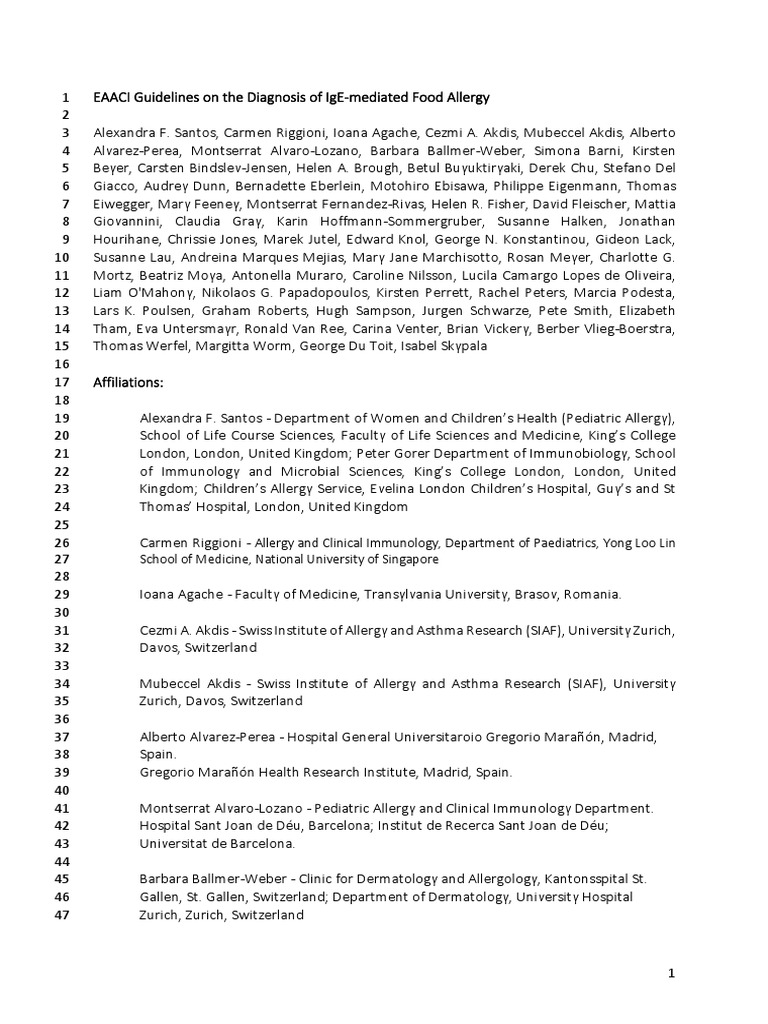 2023 EAACI - Guidelines - Diagnosis - IgE-mediated - Food - Allergy ...