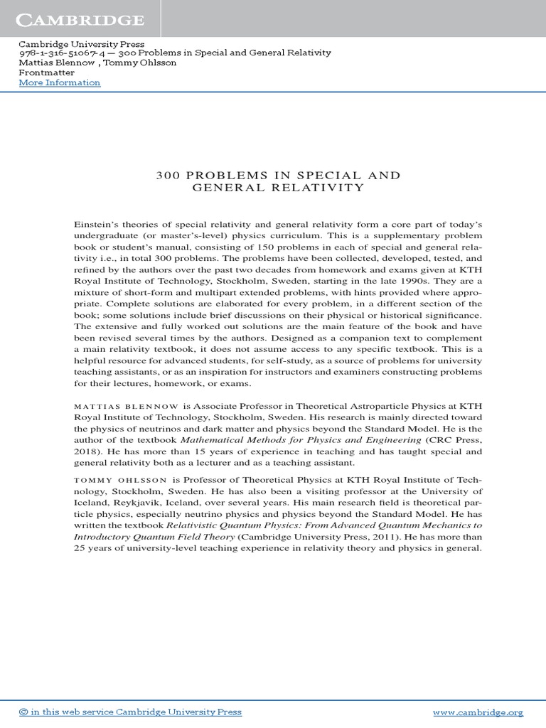 300 Problems in Special and General Relativity | PDF | Special ...