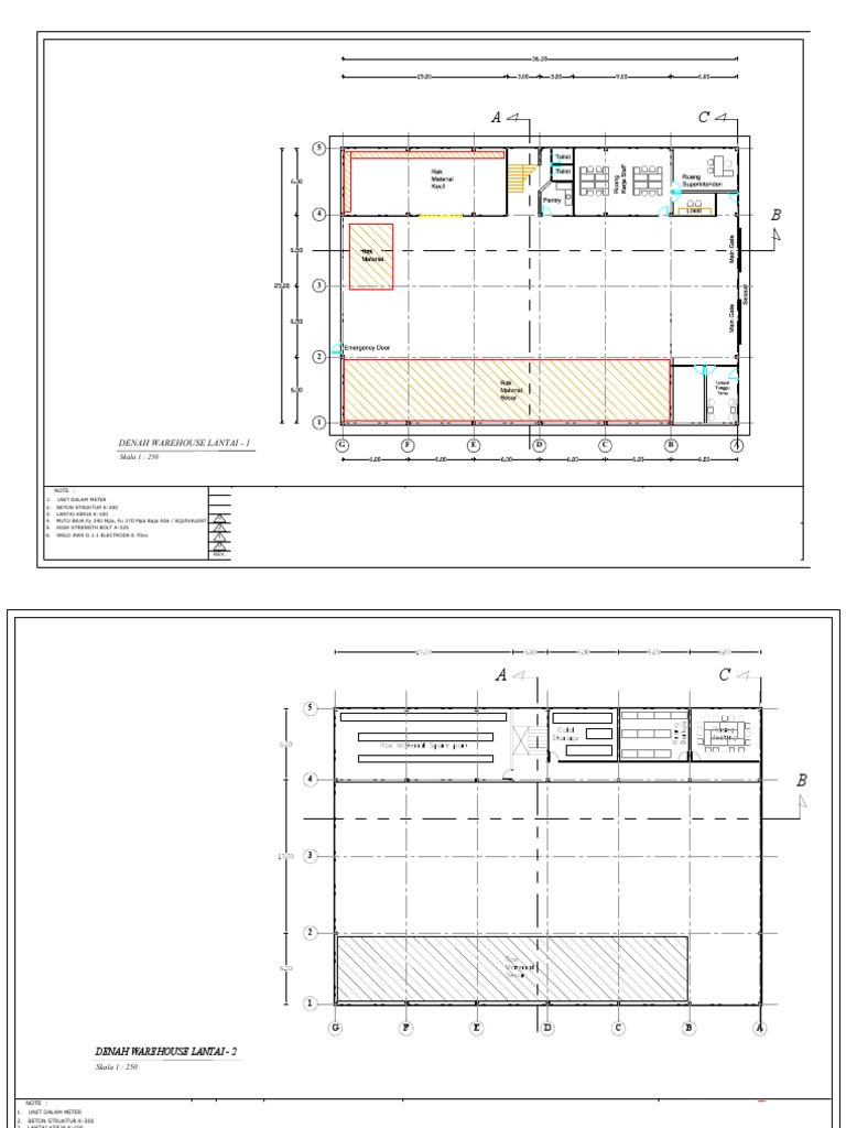 Denah Warehouse PHE Siak 25x36 Meter | PDF