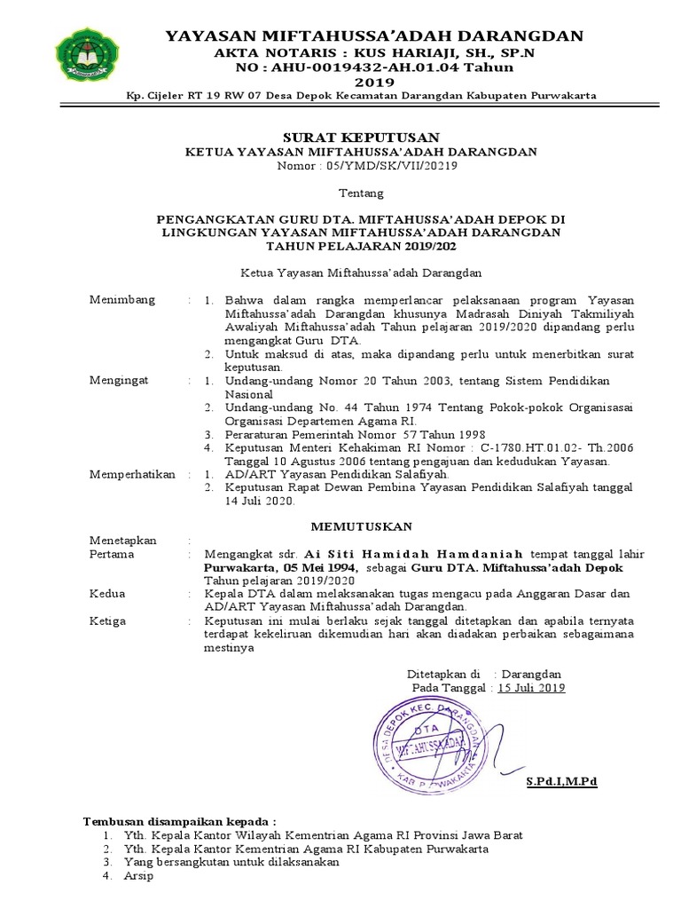 SK Pengangkatan DTA | PDF