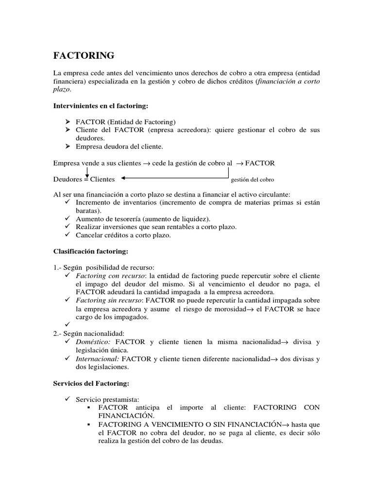Factoring Confirming Forfaiting | PDF | Factoring (Finanzas) | Inversiones