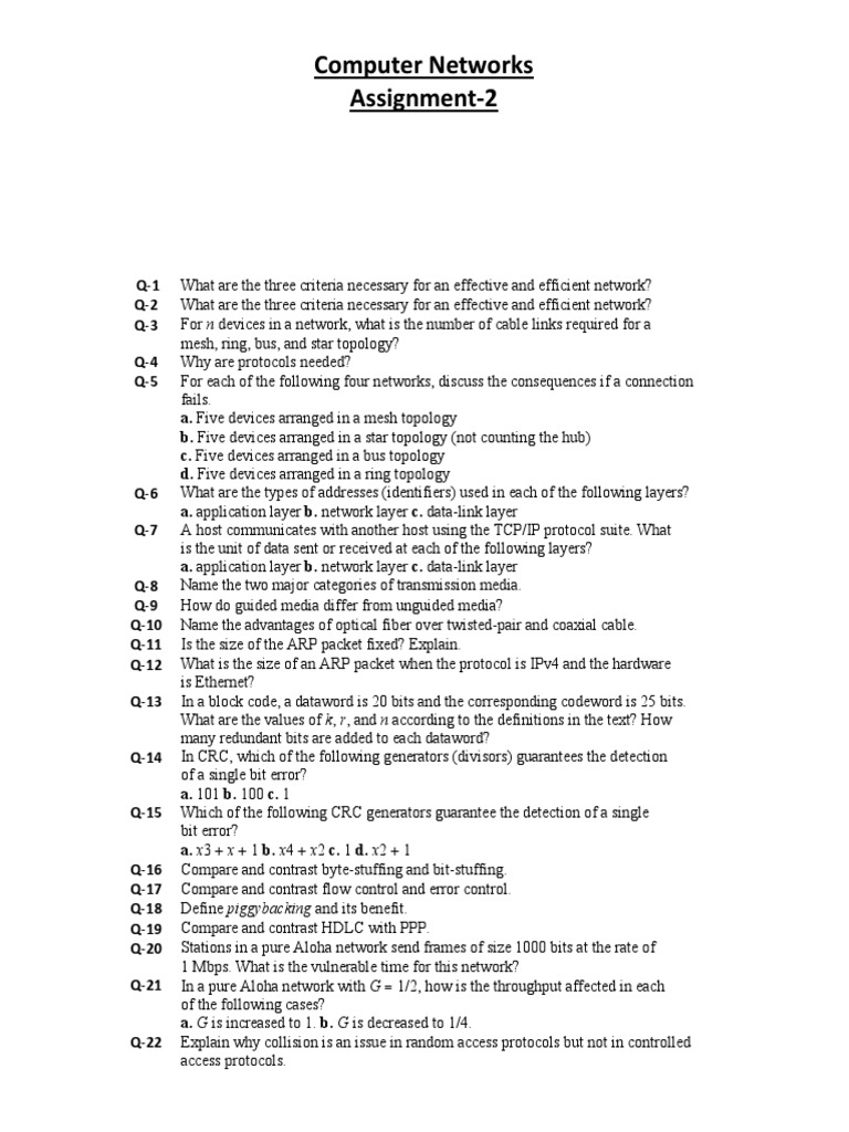 Assignment-2 CN | PDF | Computer Network | Network Topology
