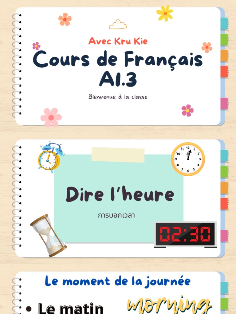 Cours de Français A1.3 : Dire l'heure | PDF | Grammaire | Syntaxe