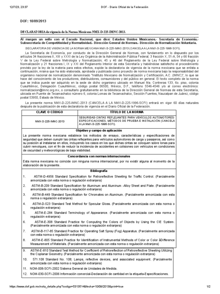 NMX-D-225-IMNC-2013 Especificaciones de Seguridad Con Citas Reflejantes ...