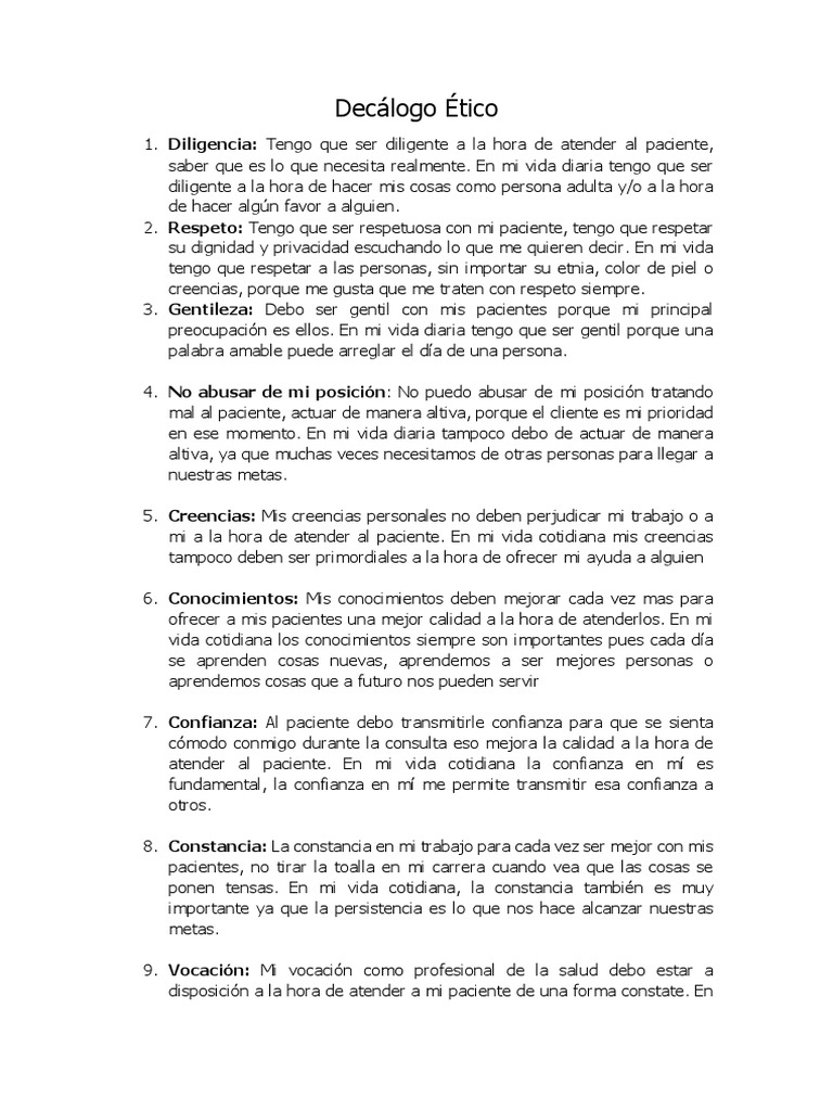 Decálogo Ético | PDF