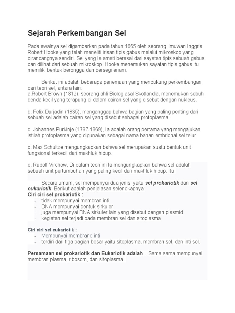 Sejarah dan Struktur Sel Makhluk Hidup | PDF | Sains & Matematika
