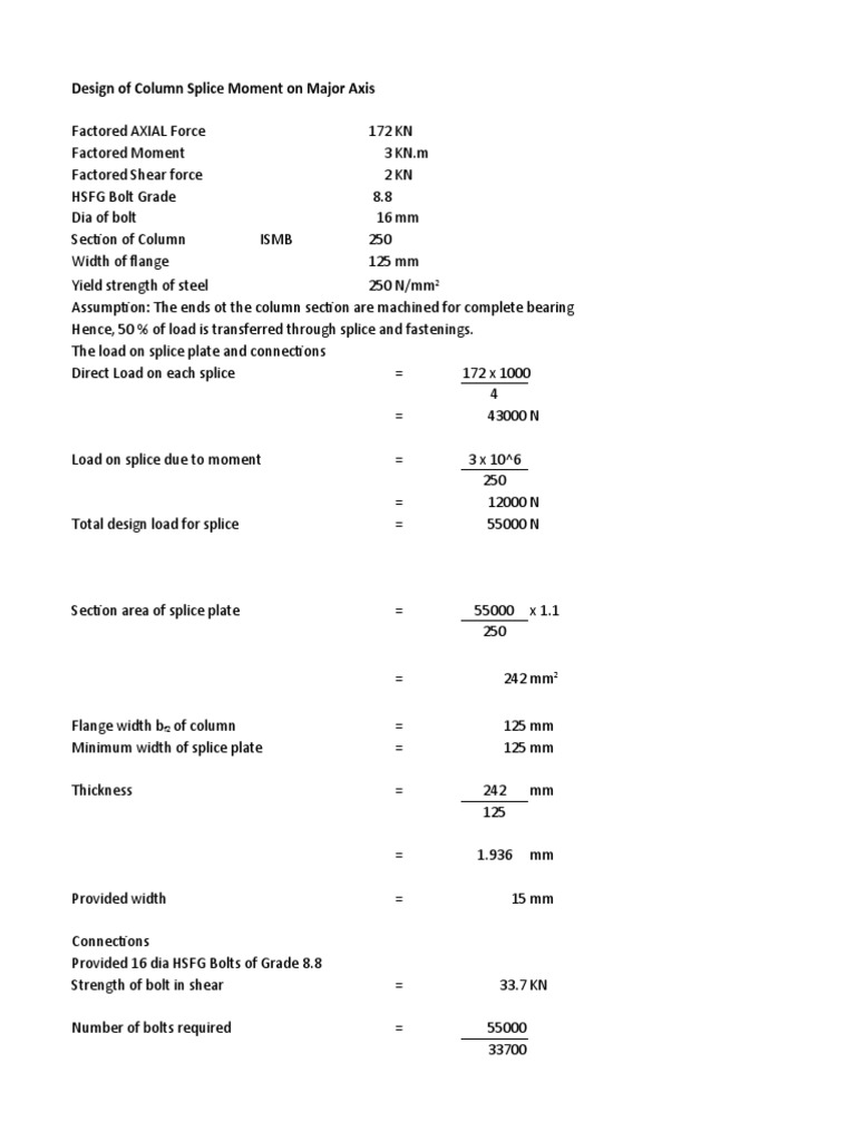 Design of Column Splice | PDF | Column | Components