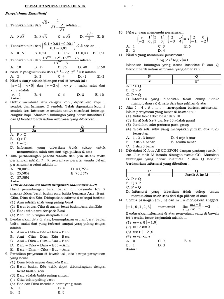 Penalaran Matematika X | PDF | Metode & Bahan Ajar