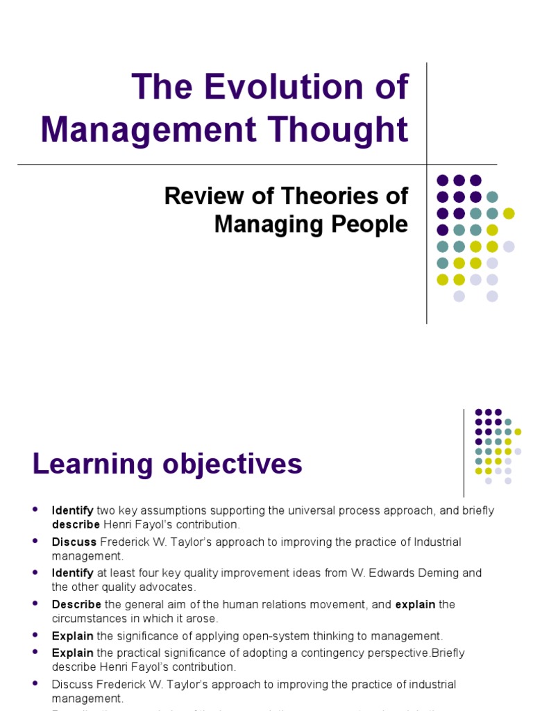 Evolution of Management Thought Overview | PDF | System | Systems Theory