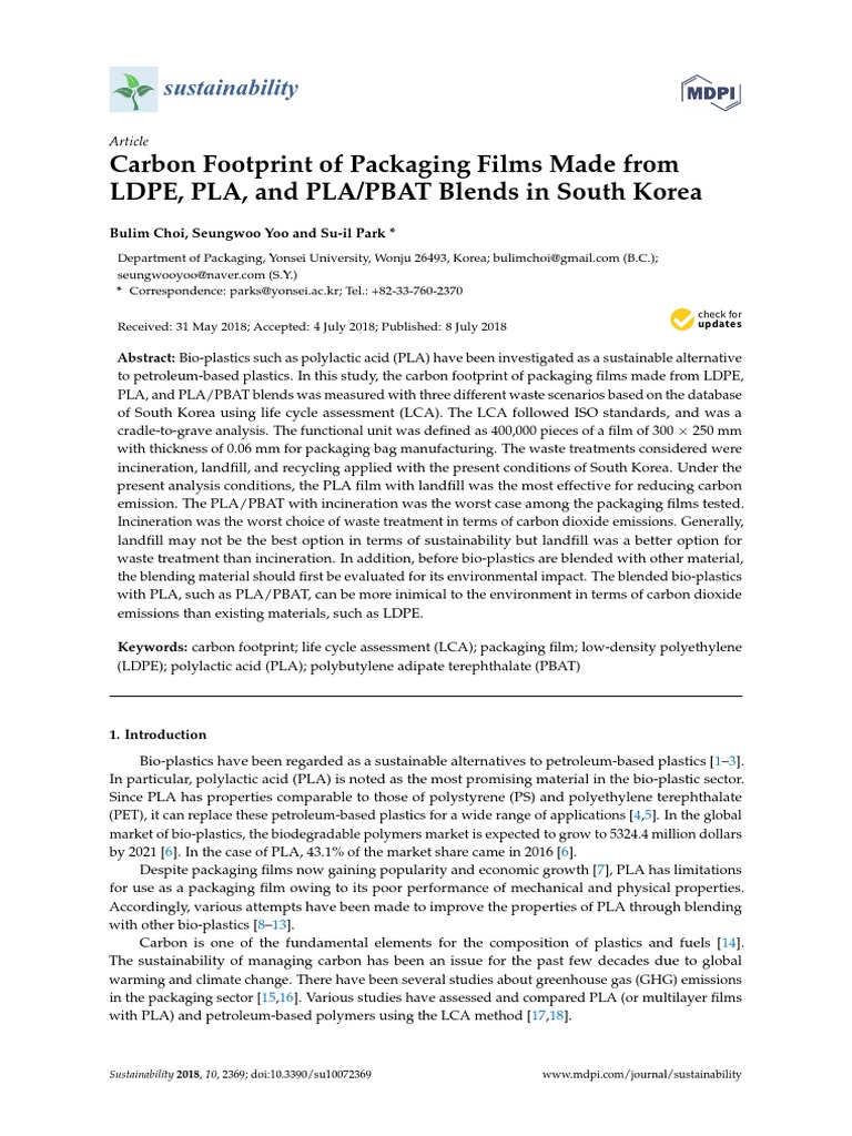 Carbon Footprint of Packaging Films Made From LDPE | PDF | Life Cycle ...