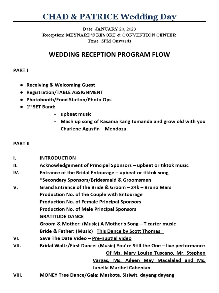 Wedding Program Flow 9.32.12 AM 9.32.12 AM Copy 1 | PDF | Bridesmaid | Wedding