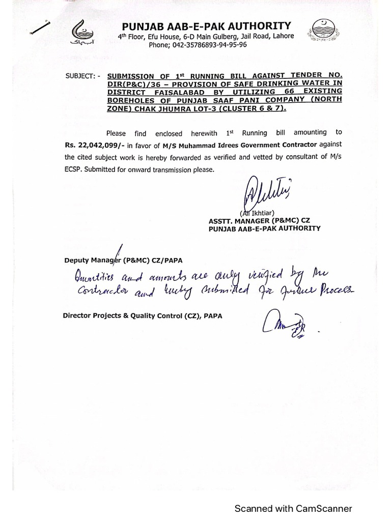 1st Running Bill - Merged | PDF