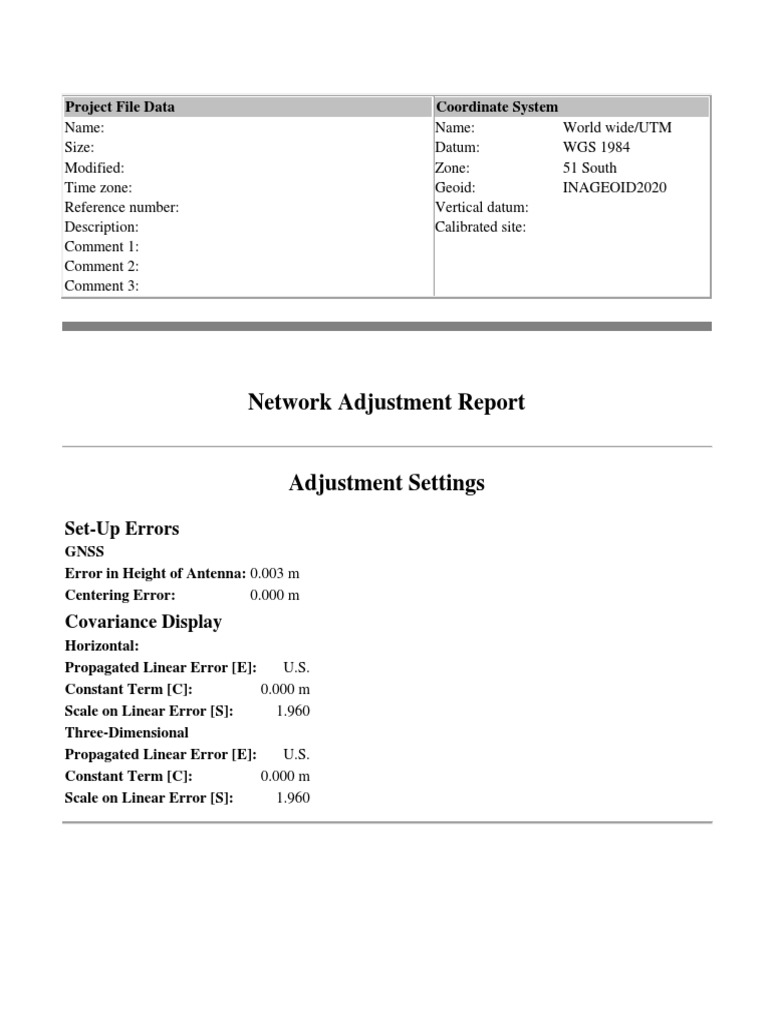 Network Adjustment Report Pdf Latitude Geophysics