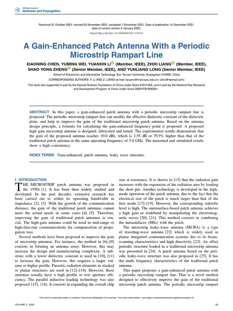 A_Gain-Enhanced_Patch_Antenna_With_a_Periodic_Microstrip_Rampart_Line ...