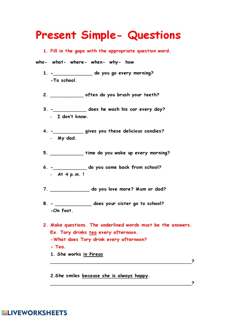 Present Simple Question Exercises | PDF