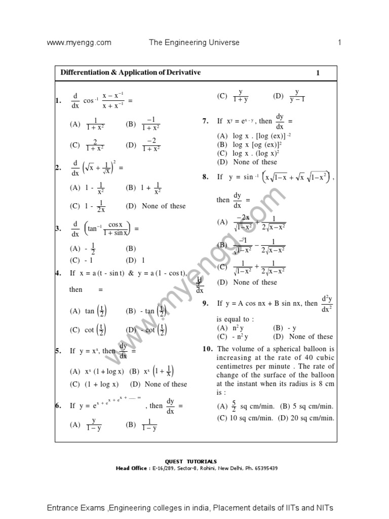 Differentiation & Application Qns | PDF | Slope | Derivative