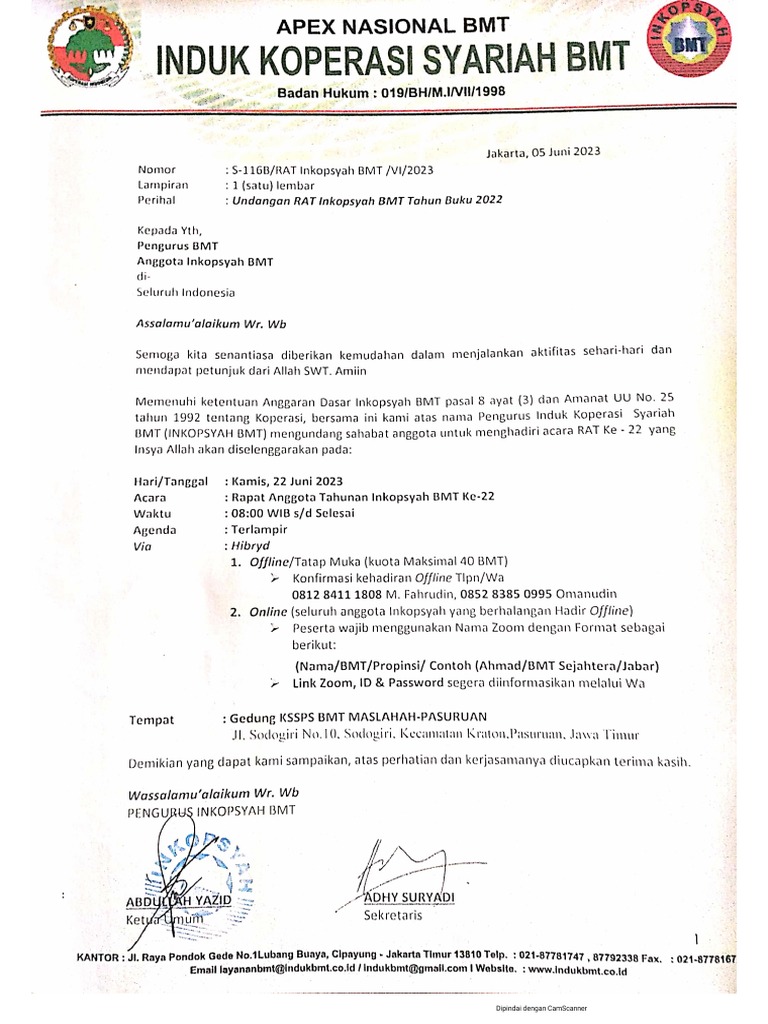 Undangan RAT Inkopsyah | PDF