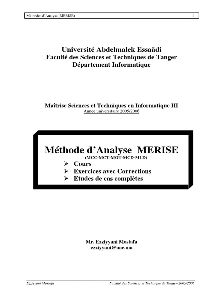 Méthodes MERISE: Cours et Exercices | PDF | Entité | Informatique