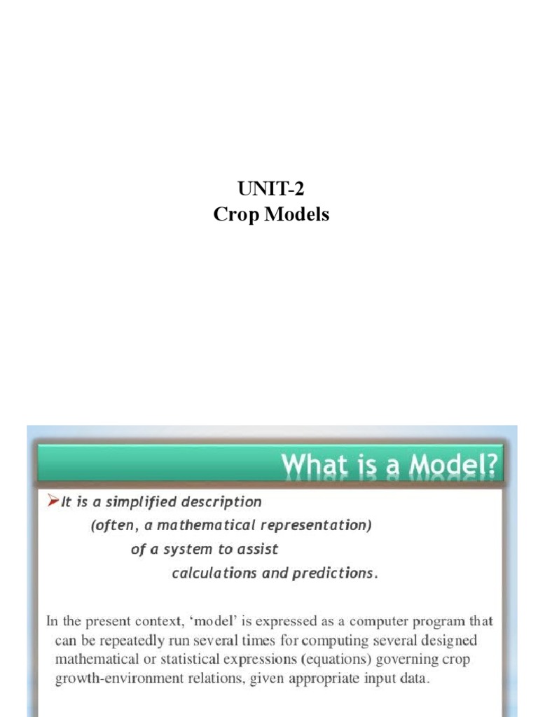 UNIT-2 Crop Models | PDF | Conceptual Model | Regression Analysis