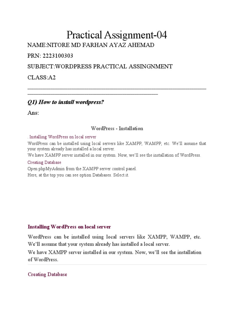 Shaikh Aaquib Wordpress Practical Assignment | PDF | Menu | Word Press