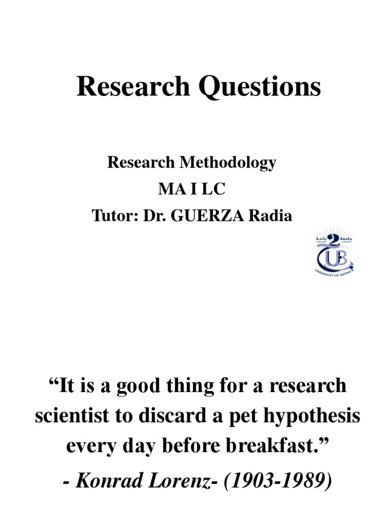 Research Questions | PDF | Quantitative Research | Psychological Concepts