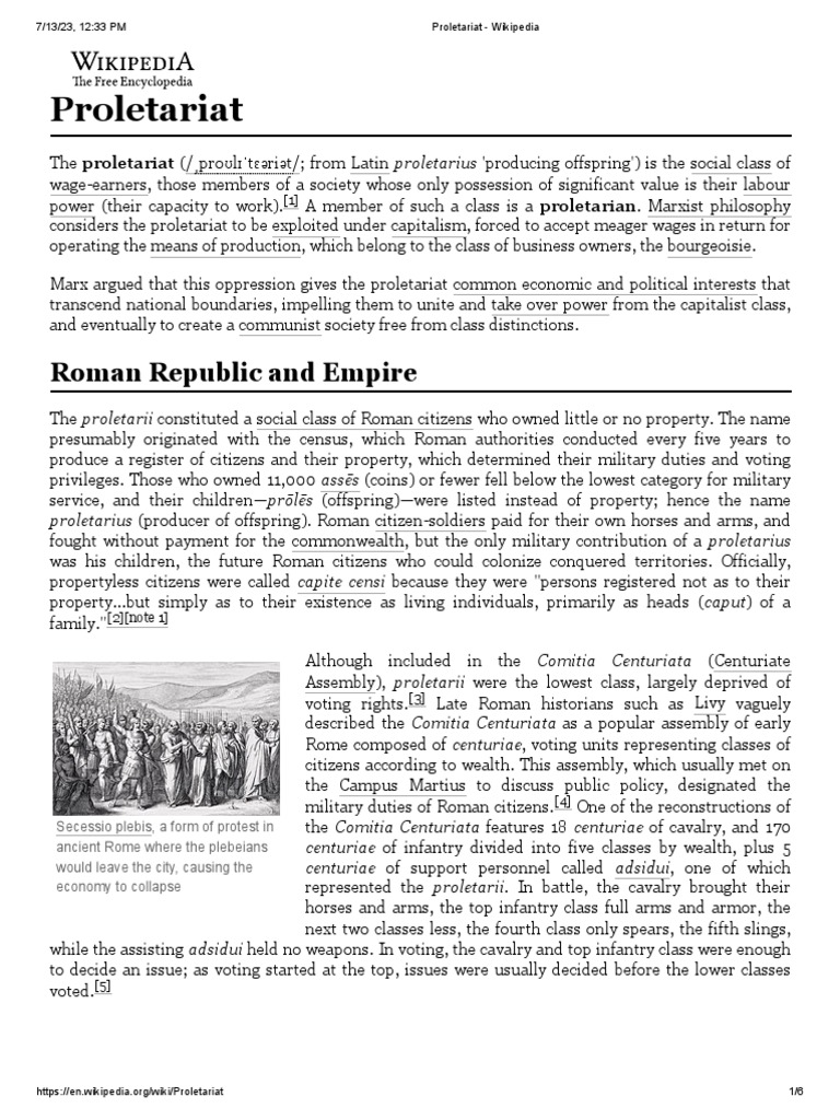 Proletariat | PDF | Sociological Theories | Marxist Theory