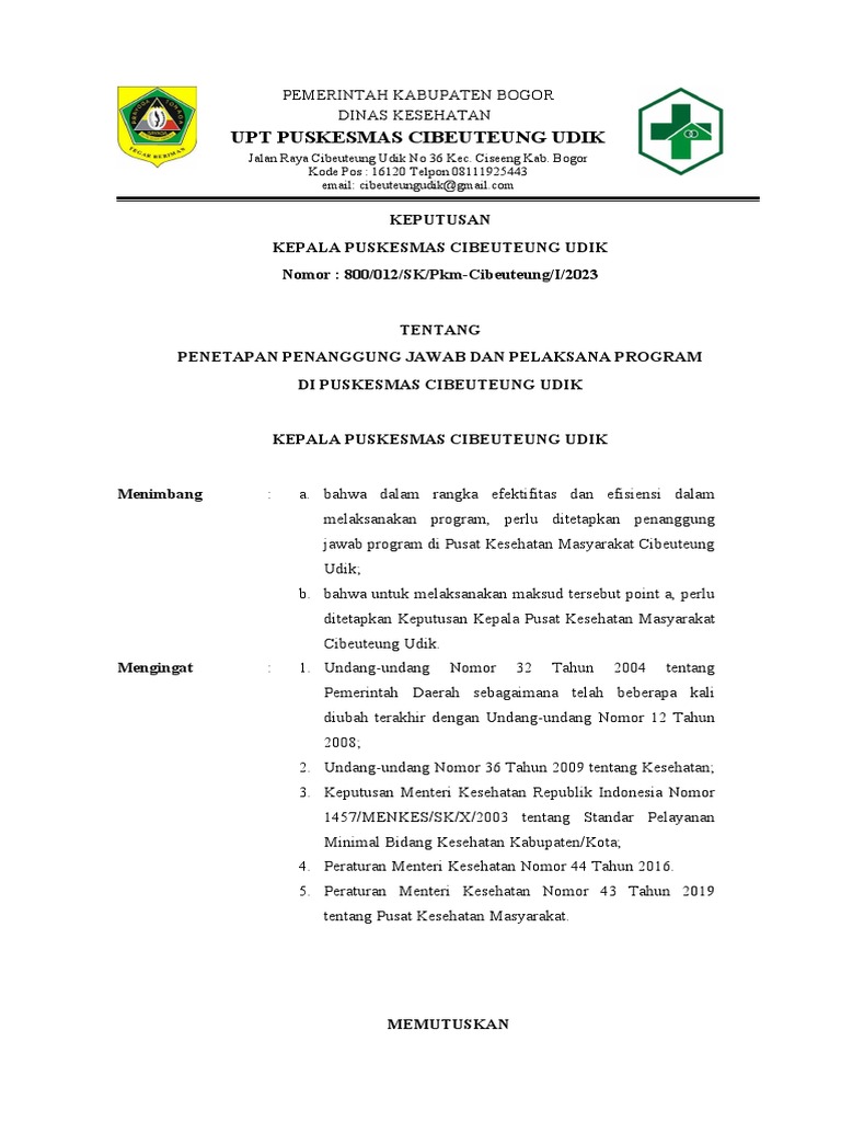 SK Penanggung Jawab Program 2023 | PDF