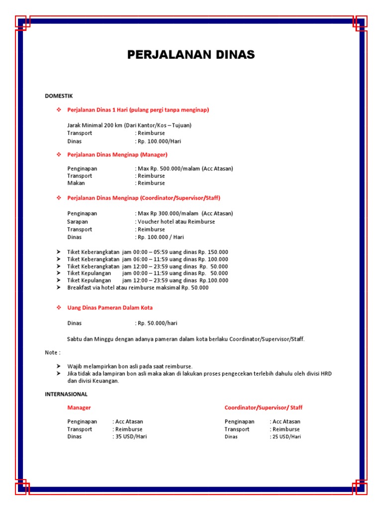 Aturan Perjalanan Dinas | PDF