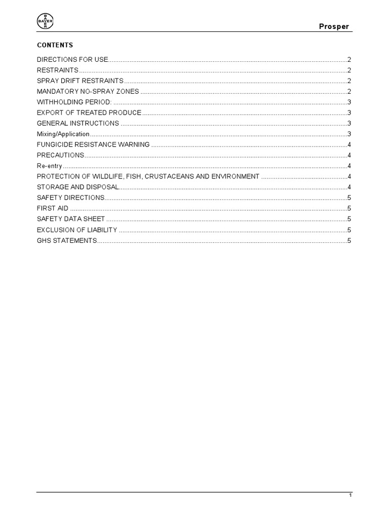 Prosper 500 EC Product Label | PDF | Fungicide | Grape