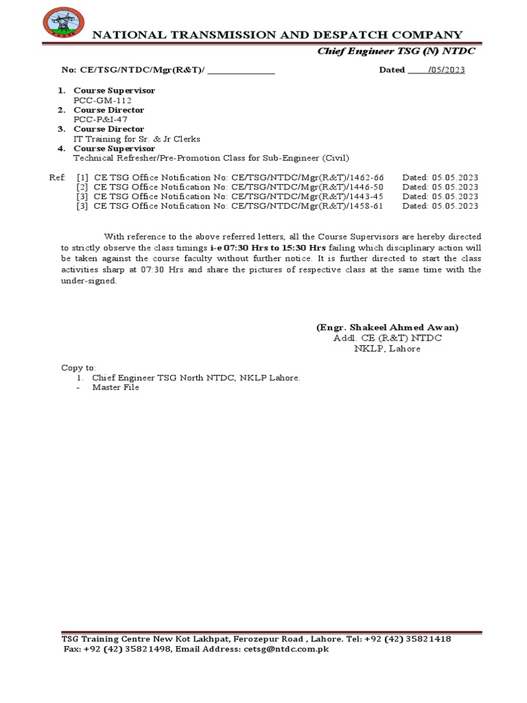 NTDC Course Supervision Guidelines | PDF | Technology & Engineering