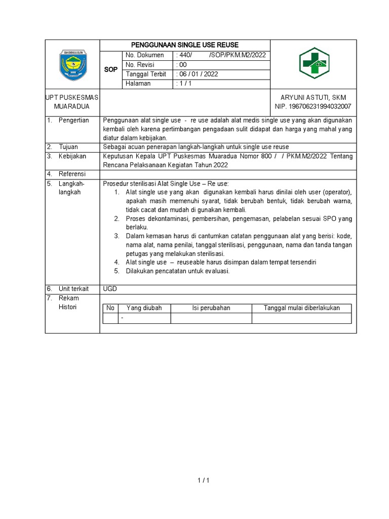 Sop Single Use Reuse | PDF