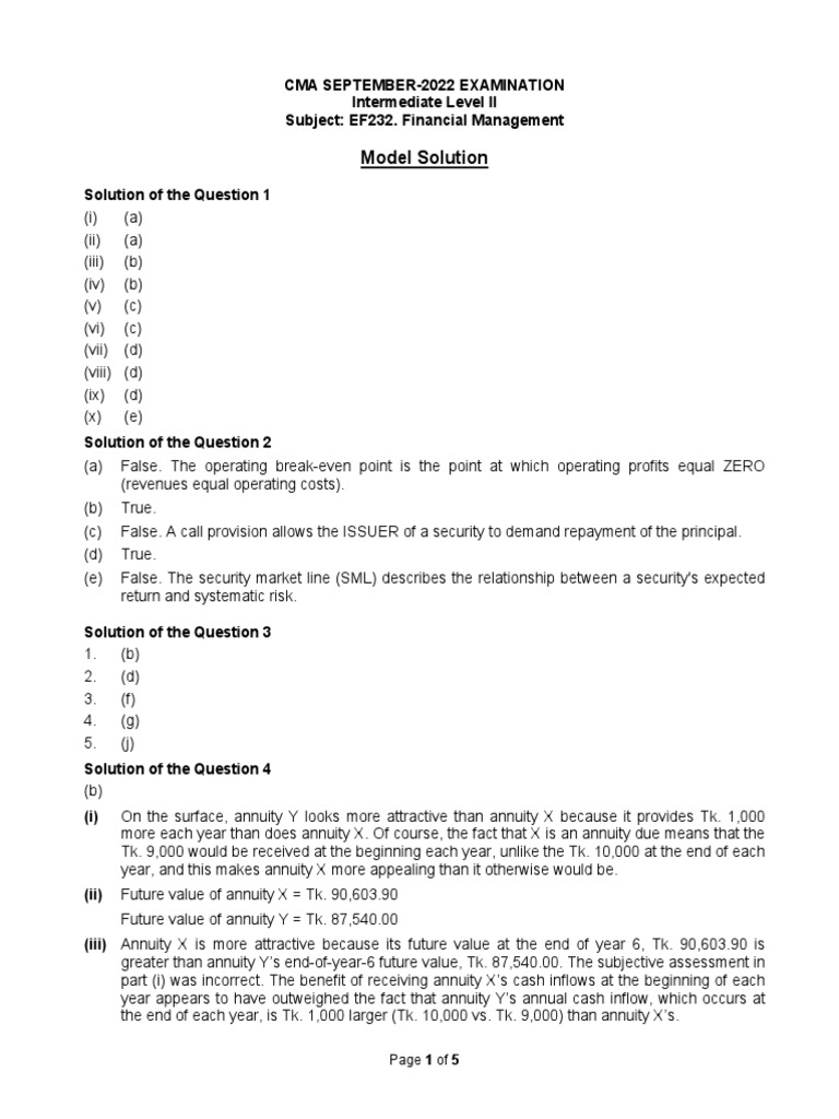 3.EF232. FIM IL II Solution CMA September 2022 Exam. | Download Free ...