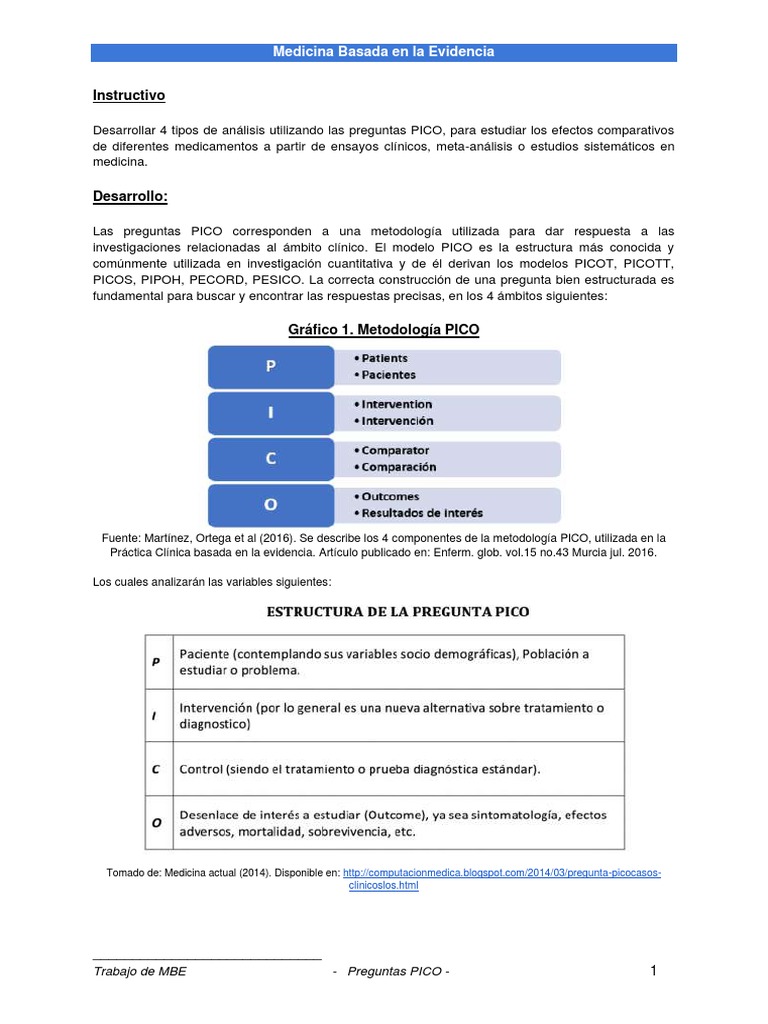 Estudios Metodología PICO MBE | PDF | Evidencia basada en medicina ...