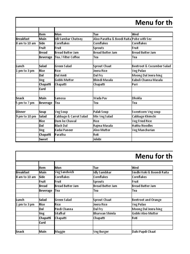 Proposed Food Menu | PDF | Salad | Lunch