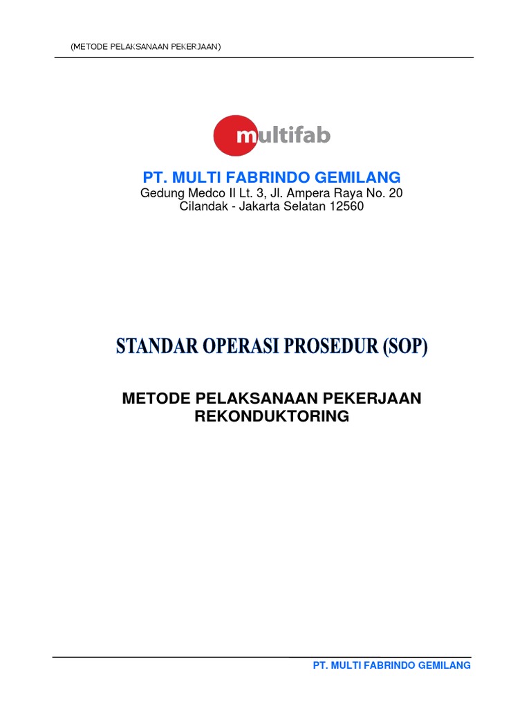 Metode Rekonduktoring PT Multi Fabrindo | PDF