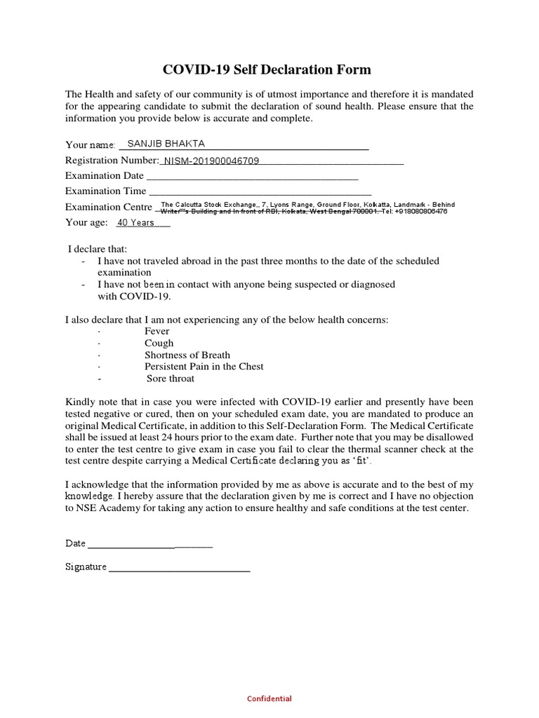 Self Declaration Form | PDF