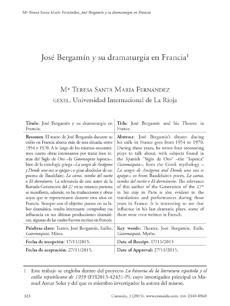 José Bergamín y su dramaturgia en Francia | PDF